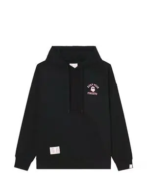 FINGERCROXX Slogan-embroidered Drawstring Hoodie - Black