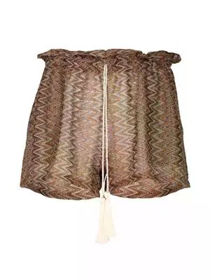 PALMACEA Nair Zigzag-knit Tassel-detail Shorts - Brown