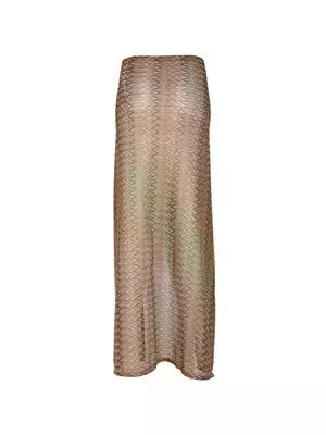 PALMACEA Zigzag-knit Shell-embellished Maxi Skirt - Brown