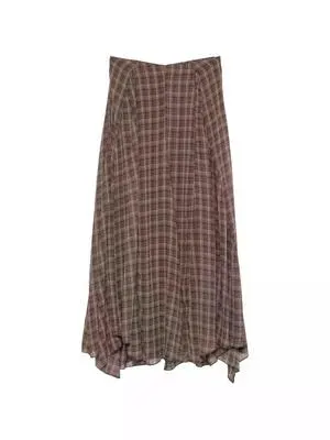 ELEH Check-print Maxi Skirt - Brown