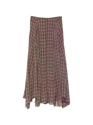 ELEH Check-print Maxi Skirt - Brown
