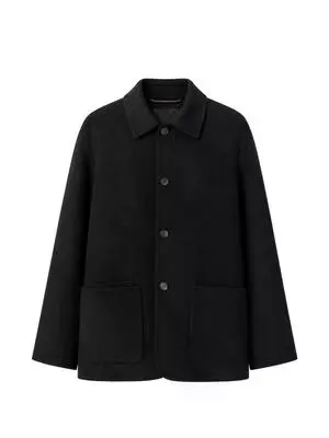 RETORI Leather-trim Virgin Wool Coat - Black