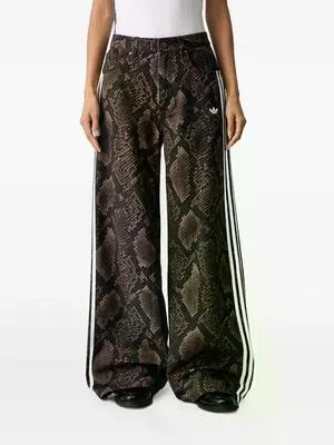 Adidas Snake-print Denim Loose Pants - Brown