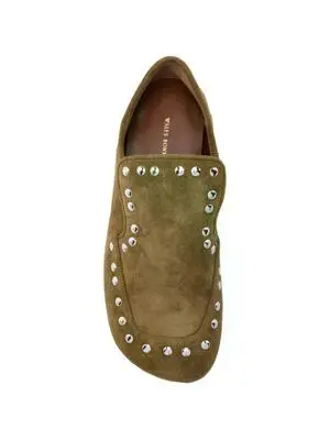 WALES BONNER Stud-embellished Suede Loafers
