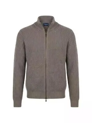 DRUMOHR Ribbed-knit Zip-up Sweater - Brown