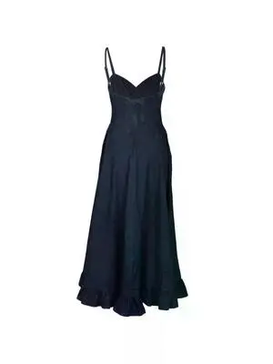 Free People Denim Sweetheart Neck Midi Dress - Blue
