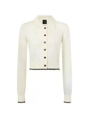 Pinko Cropped Cardigan With Polo Collar - Neutrals