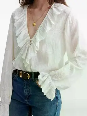 Vanessa Bruno Helea Ruffled-collar Embroidered Blouse