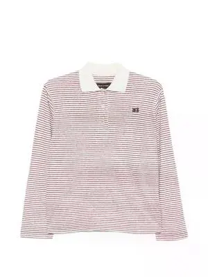 WALES BONNER Striped Long-sleeve Polo Top - White