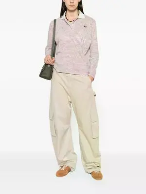 WALES BONNER Striped Long-sleeve Polo Top