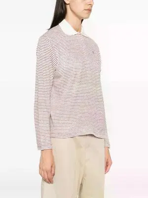 WALES BONNER Striped Long-sleeve Polo Top