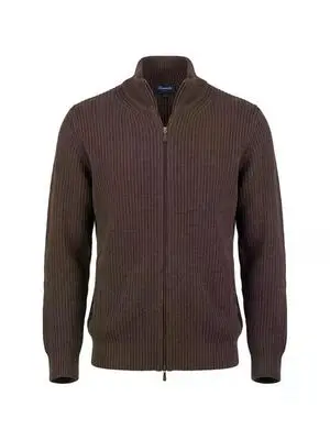 DRUMOHR Ribbed-knit Zip-up Sweater - Brown