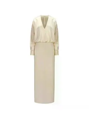 THE ARKOW Sienna V-neck Maxi Dress - Neutrals