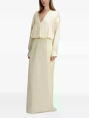 THE ARKOW Sienna V-neck Maxi Dress - Neutrals