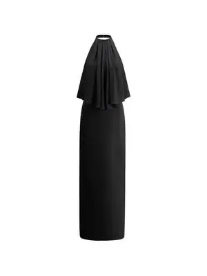 THE ARKOW Harper Draped Halterneck Maxi Dress - Black