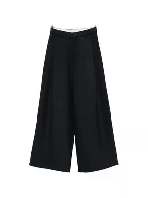 ELEH Pleated Wide-leg Trousers - Blue