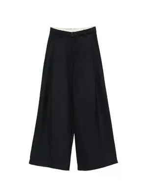 ELEH Pleated Wide-leg Trousers - Blue