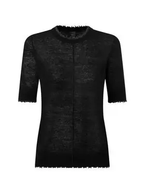 Pinko Short-sleeved Sweater With Frayed Edges - Black