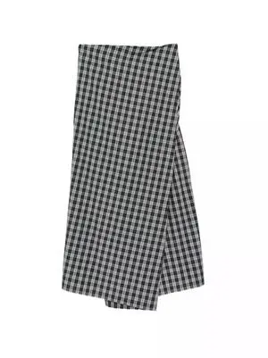 6397 Check-pattern Asymmetric Wrap Skirt - Grey