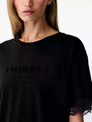 TWINSET Lace-trim Logo-print T-shirt