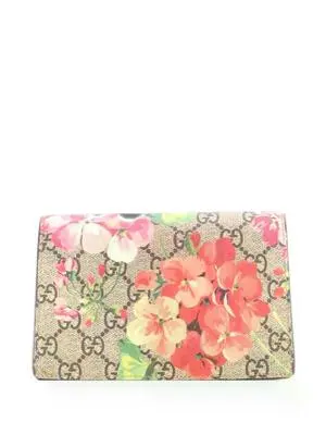 Gucci Dionysus Bag Blooms Print Gg Coated Canvas Super Mini Crossbody Bag - Brown