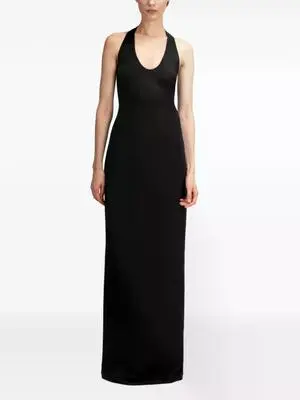 THE ARKOW Cara Halterneck Silk Maxi Dress - Black