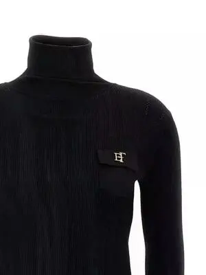 Elisabetta Franchi Knit Turtleneck Top With Openwork Embroideries
