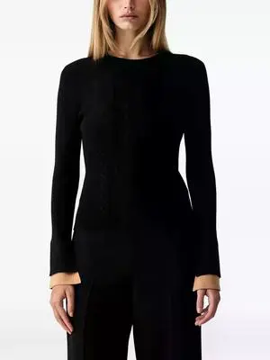 TWINSET Ribbed-knit Contrast-cuff Sweater - Black