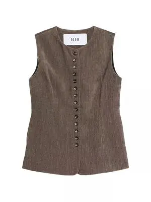 ELEH Corduroy-effect Sleeveless Button-up Top