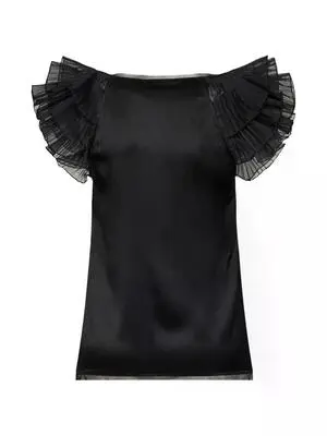 ALINA Bow-detail Short-sleeved Blouse - Black