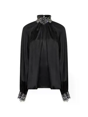ALINA Bead-embellished Blouse - Black