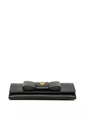 Prada 2013-2026 Saffiano Lux Bow Continental Wallet Long Wallets
