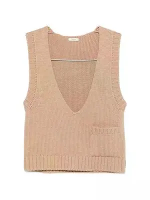 LAMRONS V-neck Ribbed-knit Vest - Neutrals