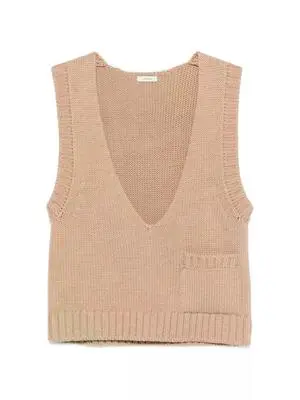 LAMRONS V-neck Ribbed Knit Vest