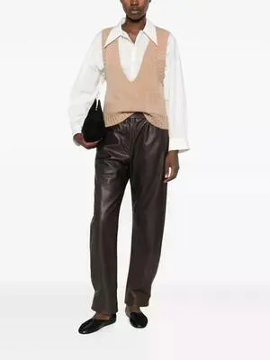 LAMRONS V-neck Ribbed Knit Vest