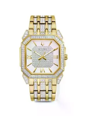 Bulova Octagonal Watch With Diamond Embellishments - White