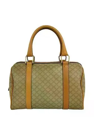 Celine 20th Century Macadam Coated Canvas Boston Bag - Neutrals