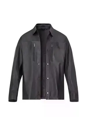 Hugo Boss Leather Jacket With Zip Pockets