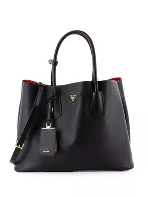 Prada Cuir Double Saffiano Leather Medium Tote Bag - Black