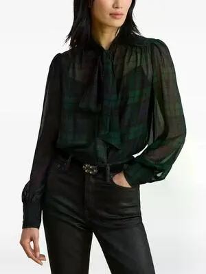 Ralph Lauren Tartan Print Pussy-bow Blouse