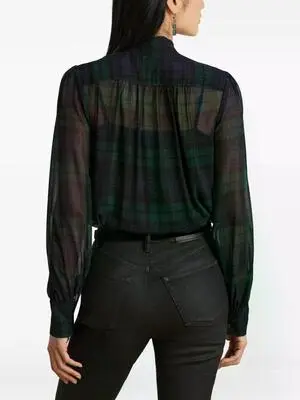 Ralph Lauren Tartan Print Pussy-bow Blouse