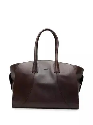 Emporio Armani Logo-plaque Leather Tote Bag - Brown