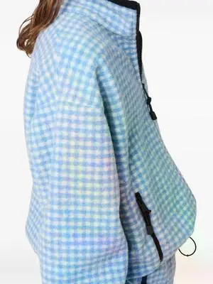 Miu Miu Gingham Fleece Zip-up Jacket