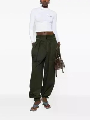 Balmain Logo-print Cropped T-shirt - Green