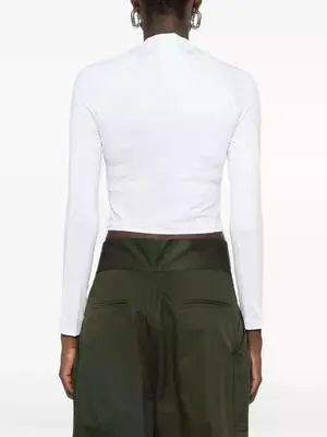 Balmain Logo-print Cropped High Neck Long Raglan Sleeve T-shirt