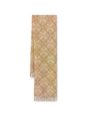 TWINSET Logo-print Fringed Scarf - Neutrals