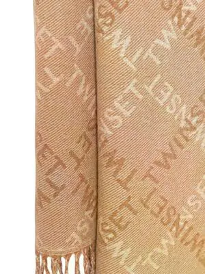 TWINSET Logo-print Fringed Scarf - Neutrals