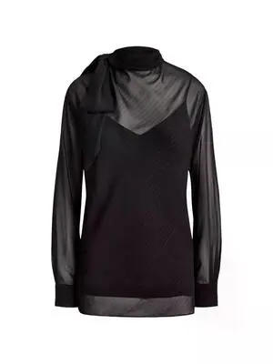 Ralph Lauren Sheer Pinstripe-pattern Blouse - Black