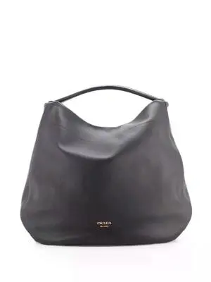 Prada Slouch Leather Large Hobo Bag - Black