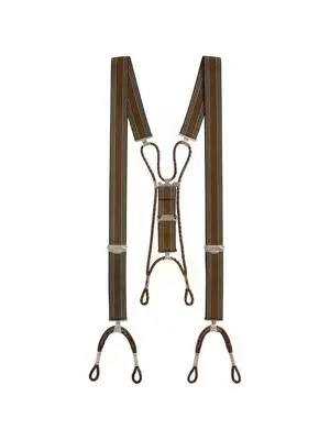 Ralph Lauren Shaw Striped Leather-trim Braces - Brown